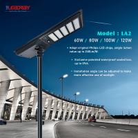 China LA2-80W All In One Solar Street Lights 12600lm IP66 Premium 5050 LED PIR Motion Sensor for sale