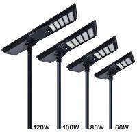 China LA2-60W All In One Solar Street Lights 12600lm IP66 Monocrystalline Solar Panel PIR Motion Sensor for sale