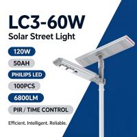 China 6800lm Split Solar Street Light 5050 LED PIR Time Control 7-10 Days Rainy Backup for Village Street for sale