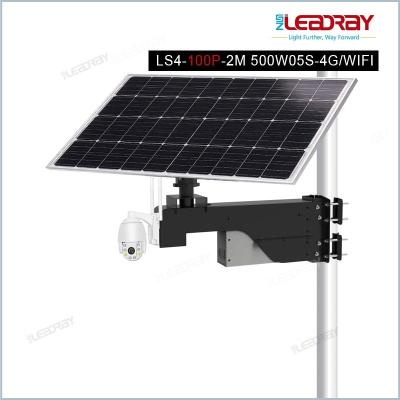 China 18V100W Mono Solar Panel 5MP PTZ IP66 Two Way Audio Siren Alarm Solar Camera for Farm Ranch Construction Site for sale