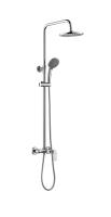 China Adjustable Slide Brass Shower Column Set with 35mm Ceramic Cartridge and Triple Function Chrome Finish for sale