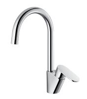 China CONNE Polished Chrome Kitchen Faucet 360 Degree Swivel Spout Single Handle 35mm Ceramic Cartridge for sale