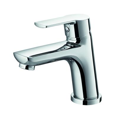 China Commercial Brass Wash Basin Faucet Single Handle Chrome 142mm Height Hot Cold Water for sale