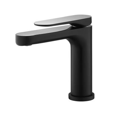 China Matt Black Chrome Wash Basin Faucet Single Handle 25mm Ceramic Cartridge Brass Bathroom Faucet for sale