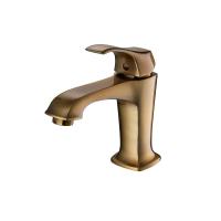 China OEM Antique Brass Single Hole Bathroom Faucet Hot Cold Water Basin Tap 0.5 Bar for sale