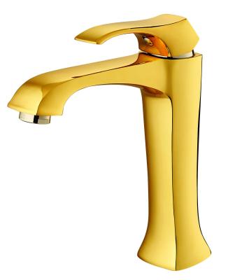 China CONNE 195mm High Gold Bathroom Sink Taps Long Neck Single Handle Brass Faucet Anti Rusting for sale