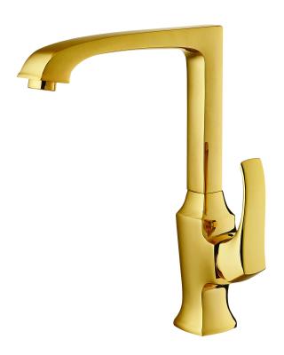 China SABS Light Gold Kitchen Mixer Faucet Single Handle 5-Year Warranty 0.1-0.5MPa Pressure Range for sale