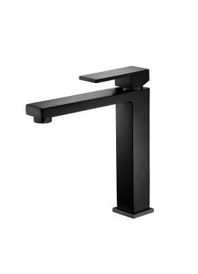 China Deck Mount Matte Black Vessel Sink Faucet Tall Body Brass Bathroom Faucet 1 Handle for sale