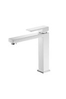 China Contemporary White High Basin Faucet Brass Single Handle Ceramic Disc Bathroom Tap for sale