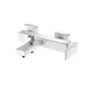 China 25mm Ceramic Cartridge White Square Bath Shower Mixer Tap - Single Handle Brass Faucet with 5-Year Warranty for sale