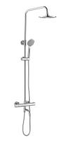China CONNE 97-130cm Adjustable Exposed Shower Column Kit with Thermostatic Control and Chrome Brass Finish for sale