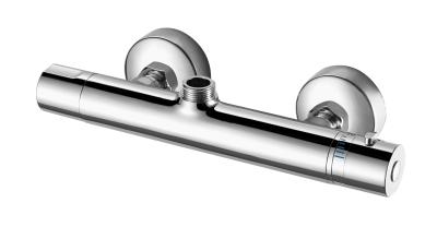 China Double Handle Thermostatic Shower Faucet with 38°C Safety Lock and G1/2 Interface - Chrome Brass Construction for sale