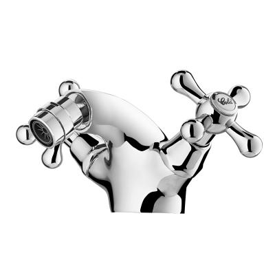 China Chrome Cross Two Handle Bathroom Faucet - Solid Brass Construction with 5-Year Warranty and 0.1-0.5 MPa Pressure Range for sale