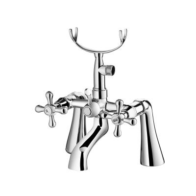 China Anticorrosive Two Handle Faucet 2 Hole Mixer Tap with Shower Bracket - 5 Year Warranty Chrome Finish for sale