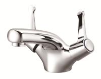 China Antirust 2-Handle Single Hole Bathroom Faucet in Chrome - Brass Construction with 5-Year Warranty and 0.1-0.5 MPa Pressure Range for sale