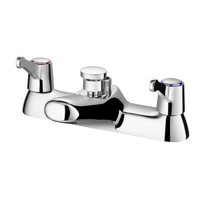 China Scratch Proof Polished Chrome Double Handle Bathtub Faucet - 5-Year Warranty Brass Centerset Lavatory Faucet for sale