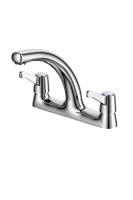 China 1 Hole Dual Handle Bathroom Faucet Chrome Finish 5-Year Warranty Brass Construction 0.1-0.5 MPa Pressure Range for sale