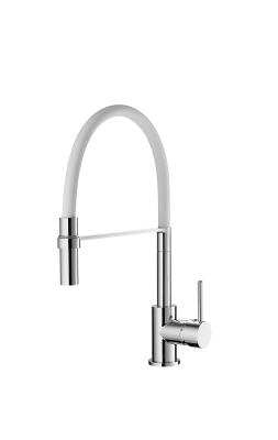 China White Polished Kitchen Mixer Faucet with 35mm Ceramic Valve and 360° Swivel for Single Hole Installation for sale