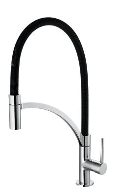 China Stainless Steel Spring Kitchen Mixer Faucet with 360° Swivel Spout and 5-Year Warranty - Single Handle Chrome Design for sale