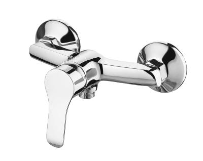 China 0.5 Bar Bath Mounted Shower Mixer Faucet Single Lever Ceramic Cartridge Wall Mixer Chrome Brass for sale