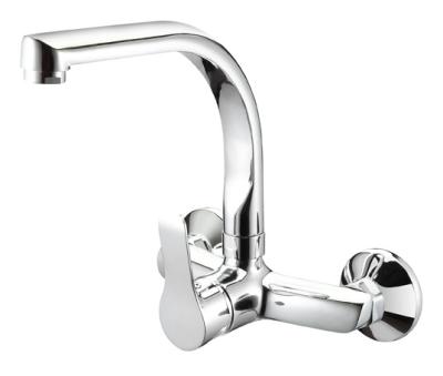 China 2 Hole Chrome Kitchen Mixer Faucet Wall Mount Single Lever with 5-Year Warranty and 0.1-0.5 MPa Pressure Range for sale