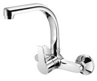 China SUS304 Spout Wall Mounted Kitchen Mixer Faucet 2 Hole Cold Hot Water 360° Swivel for sale
