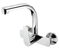 China 360° Moveable Brass Kitchen Mixer Faucet - Wall Mounted 2-Hole Design with 150mm Adjustable Range and 5-Year Warranty for sale