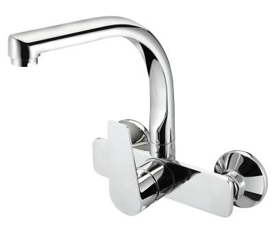 China 360° Moveable Brass Kitchen Mixer Faucet - Wall Mounted 2-Hole Design with 150mm Adjustable Range and 5-Year Warranty for sale