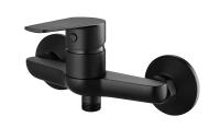 China Brass Shower Mixer Faucet Single Lever Matt Black Wall Mounted 1/2 Inch Cold Hot Water for sale