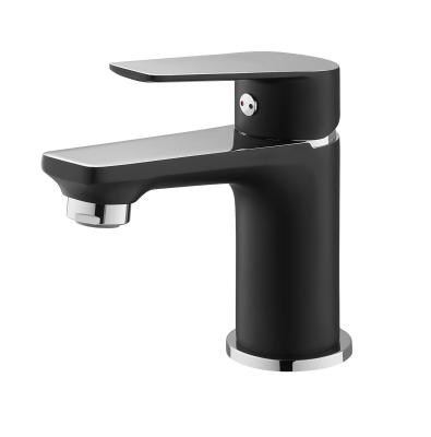 China Single Lever Wash Basin Faucet Brass Chrome Black Hot Cold Water Bathroom Sink Mixer Tap for sale