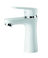 China Contemporary Bathroom Wash Basin Faucet Brass half chrome half white for sale