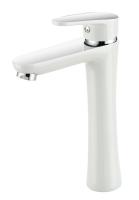 China CONNE Brass Wash Basin Faucet Hot Cold Water Single Handle Chrome Half White 1/2 Inch for sale
