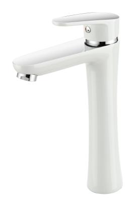 China CONNE Brass Wash Basin Faucet Hot Cold Water Single Handle Chrome Half White 1/2 Inch for sale
