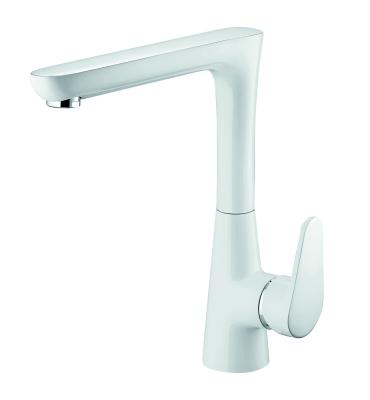 China Chrome White Kitchen Mixer Faucet with 360° Rotation and Ceramic Cartridge - 0.1-0.5 MPa Pressure Range for sale