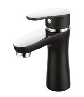 China Contemporary Brass Wash Basin Faucet Half Chrome Half Black Single Handle 35mm for sale