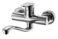 China 360° Rotating Wall Mount Kitchen Mixer Faucet Brass Chrome Long Spout for sale