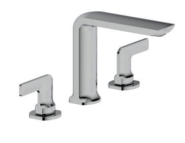 China CONNE Widespread 2 Handle Bathroom Sink Faucet 3 Hole Chrome Brass 8-16 inch for sale