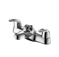 China Modern Round Monobloc Dual Handle Bathroom Faucet Brass Chrome 158mm Height 231mm Width for sale
