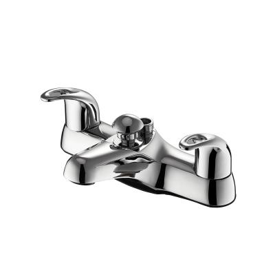 China Modern Round Monobloc Dual Handle Bathroom Faucet Brass Chrome 158mm Height 231mm Width for sale