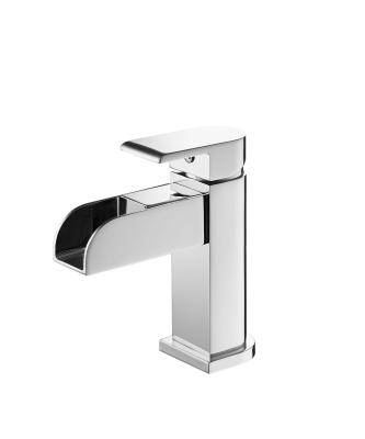 China CONNE Brass Bathroom Sink Faucet Deck Mount Single Lever Waterfall Basin Mixer Tap LED Chrome 1 Hole for sale