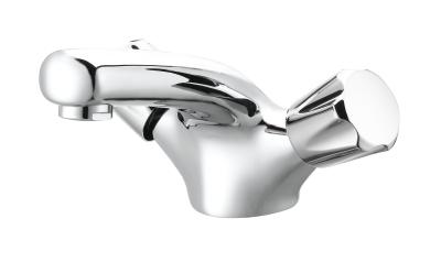China Dual Lever Basin Mixer Tap Chrome Finish Solid Brass Valve Body 500,000 Cycle Ceramic Cartridge for sale