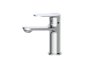 China Brass Single Lever Bathroom Sink Mixer Tap Low Noise Ceramic Valve Core Chrome 0.5 Bar for sale