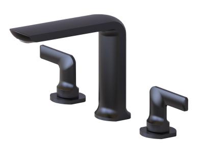 China CONNE Brass Two Lever Mixer Bathroom Tap for Countertop Washbasin Three Hole Chrome 60mm Spout Height for sale