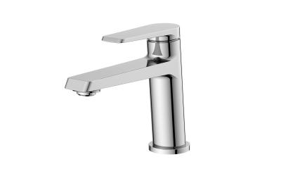 China Brass Wash Basin Faucet Contemporary Polished 35mm Ceramic Valve Core Single Handle for sale