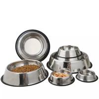 China Non Slip Stainless Steel Pet Bowl 15cm-38cm Sizes with Removable Rubber Base for Food and Water for sale