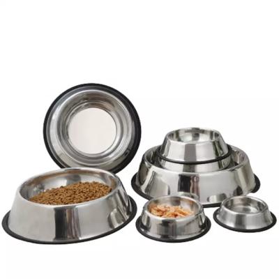 China Non Slip Stainless Steel Pet Bowl 15cm-38cm Sizes with Removable Rubber Base for Food and Water for sale