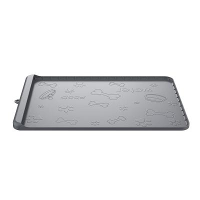 China 36x24 Inch Silicone Dog Food Mat with Spill Pocket and 0.75-Inch Raised Edges for Medium and Large Dogs for sale