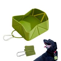 China 16x16x6cm Rectangular Pet Silicone Folding Bowl - Food Grade Travel Bowl with Hanging Loop for sale