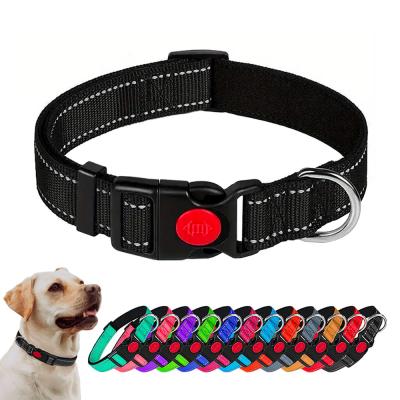 China Reflective Adjustable Nylon Dog Collar with Locking Buckle - 32-63g Weight, S/M/L Sizes for All-Season Canine Use for sale