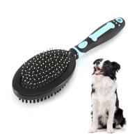 China Double Sided Dog Massage Brush with Pin & Bristle Design - 22.5cm & 25cm Sizes for All Coat Types for sale